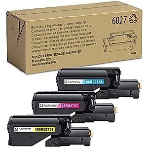 3-Pack WorkCentre 6027 Toner Cartridge (1C/1M/1Y) EAXIUE 106R02756 106R02757 106R02758 Toner Compatible Replacement for Xerox Phaser 6020 6022 WorkCentre 6025 6027 Printer