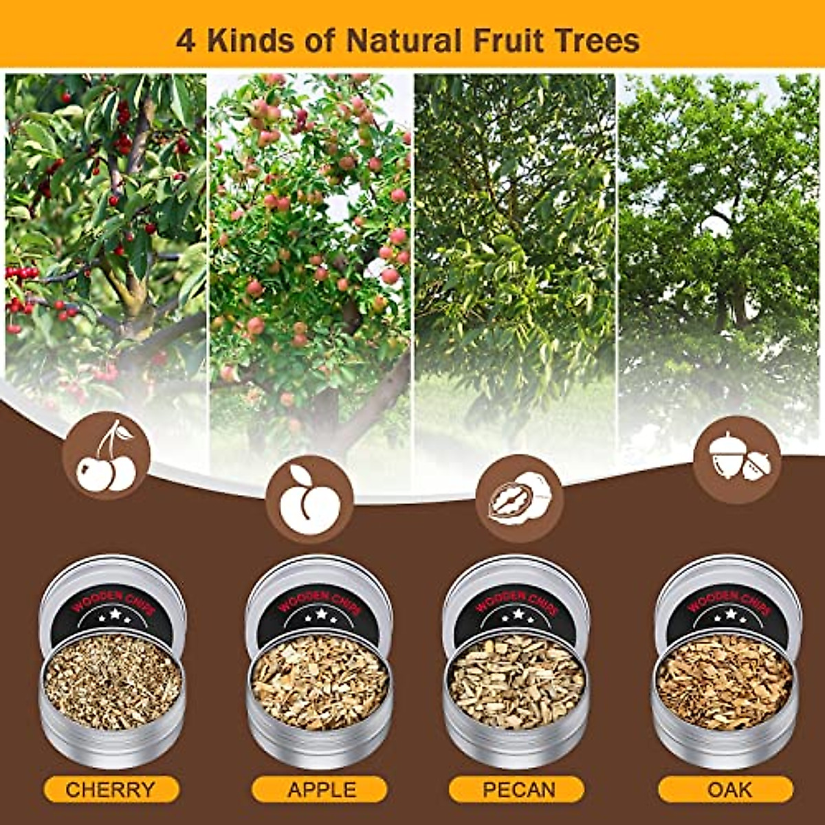 Hantop Bourbon Cocktail Smoker Kit, Old Fashioned Wood Drink Smoker Infuser Kit with Torch, Bourbon Cocktail Smoker with 4 Kinds of Wood Chips, Whiskey Smoker Kit Gift for Dad Husband Men