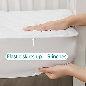 Crib Mattress Protector Waterproof & Noiseless Crib Mattress Pad Cover, Skin Friendly & Breathable & Machine Wash 100% Absorbent Crib Toddler Mattress Protector, (Quilted Improved Thickness)