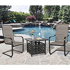 Patio Tree Outdoor Dining Chairs Patio C Spring Motion Chairs Outdoor Metal Sling Chairs with High Backrest, Set of 2