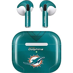 Skinit Decal Audio Skin Compatible with Apple AirPods (3rd Gen, 2021) - Officially Licensed NFL Miami Dolphins Team Jersey Design