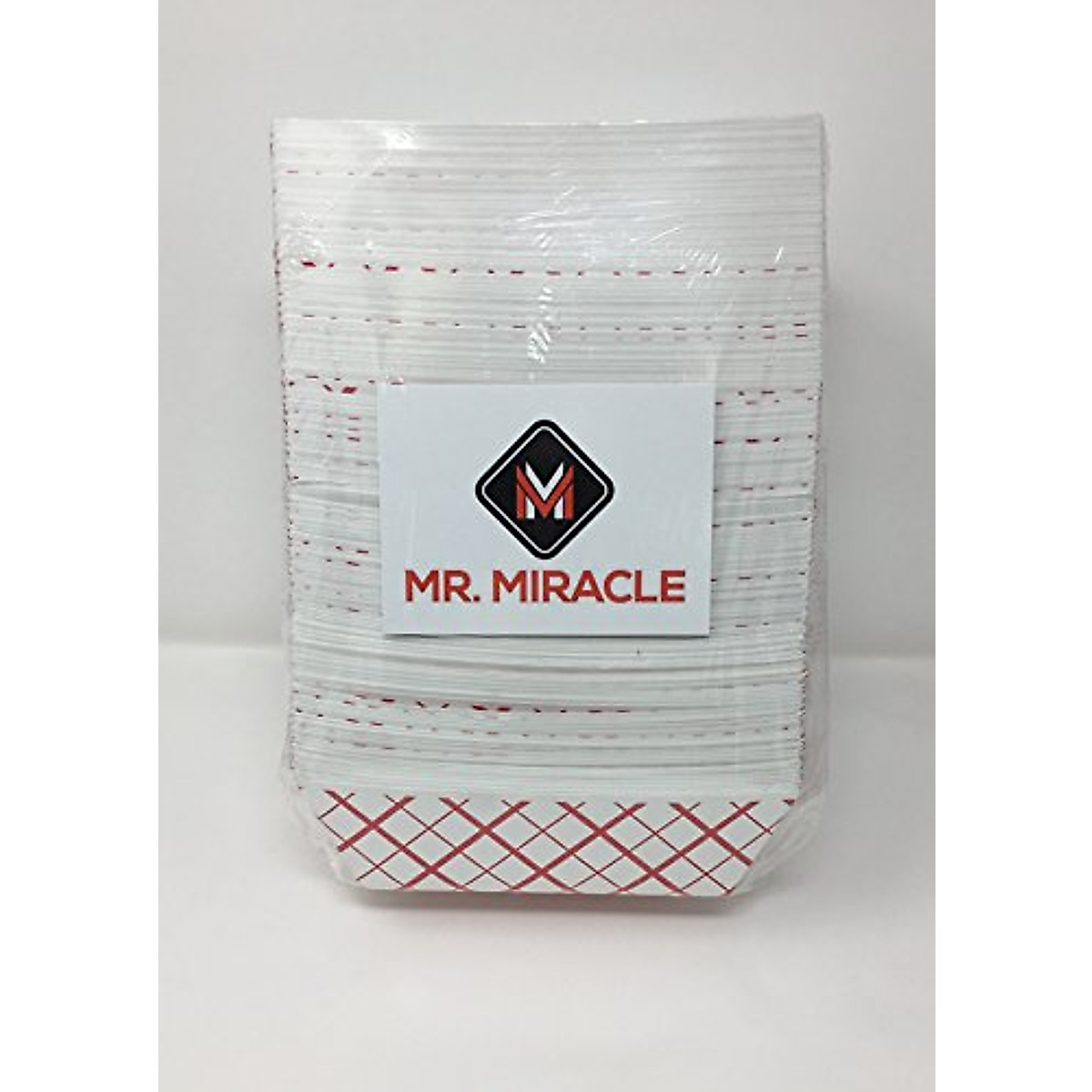 Mr Miracle 2.5 Pound Red White Plaid Paper Food Tray with Clear Plastic 4 Ounce Dip Cups. pack of 50 Sets of trays and Cups