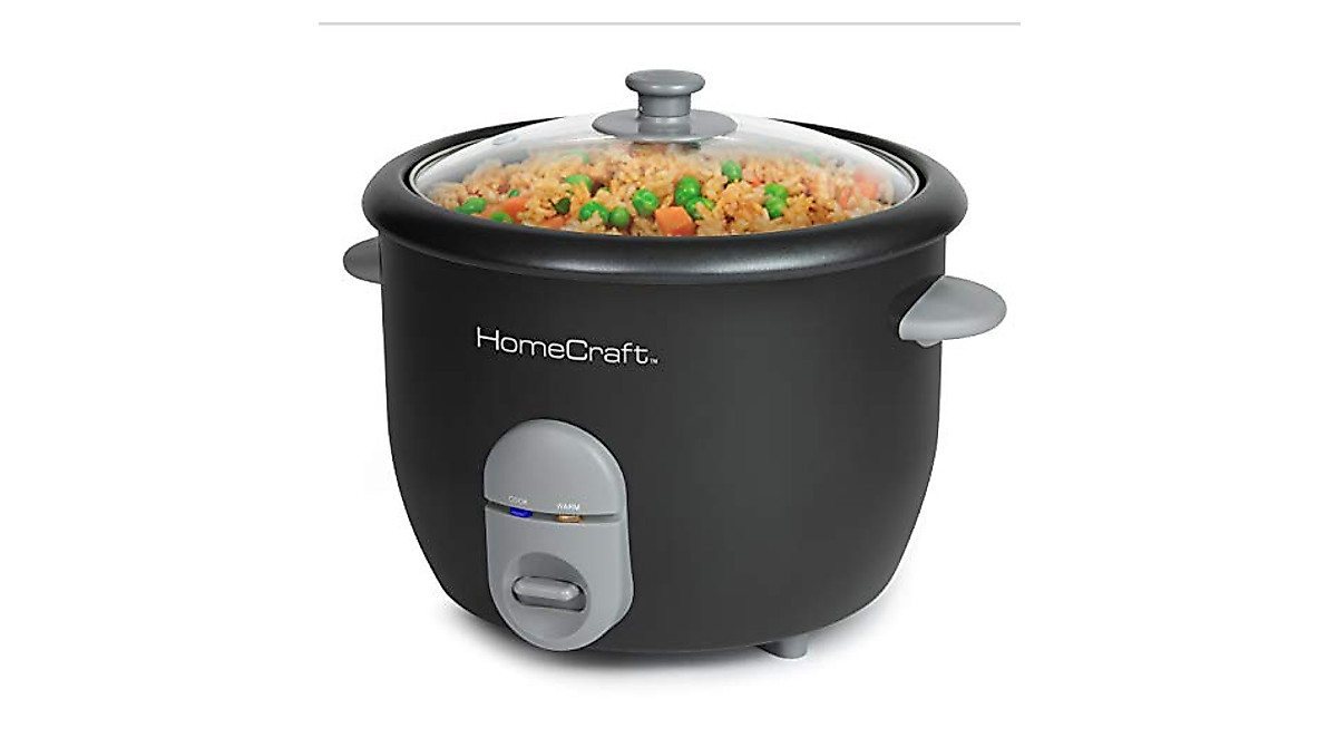 HomeCraft 16-Cup Rice Cooker & Food Steamer with One Touch Operation