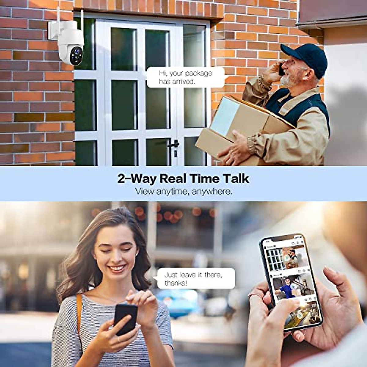 GMK Security Cameras Wireless Outdoor, 2K Pan-Tilt 360° View Battery Powered 2-Way Talk Outdoor Camera Wireless 3MP PTZ WiFi Surveillance Cam Cloud/SD Storage Color Night Vision Spotlight/Siren