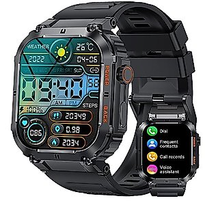 UDERIB Smart Watch - Military-Grade Waterproof and Sturdy with Bluetooth 5.0 Calling, 1.96-inch HD Display, 65-Day Battery Life, 100+ Sports Modes Fitness Tracker