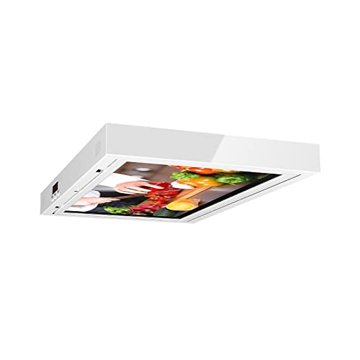SYLVOX 15.6" Kitchen Smart TV Flap Down Screen TV Google TV Supports LED Clock Alarm Clock WiFi & Wireless Connection, Storage Design, can be Installed in The Bottom of The Cabinet (KT16A0KGGA)