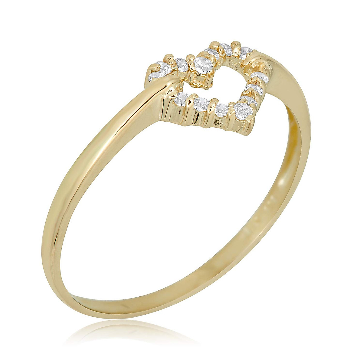 AVORA 10K Yellow Gold Simulated Diamond CZ Open Heart Ring - Size 7