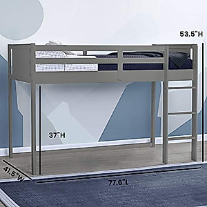 Delta Children Twin Loft Bed with Guardrail and Ladder (Coordinates with Batman, Spider-Man & Harry Potter Tents Sold Separately), Charcoal