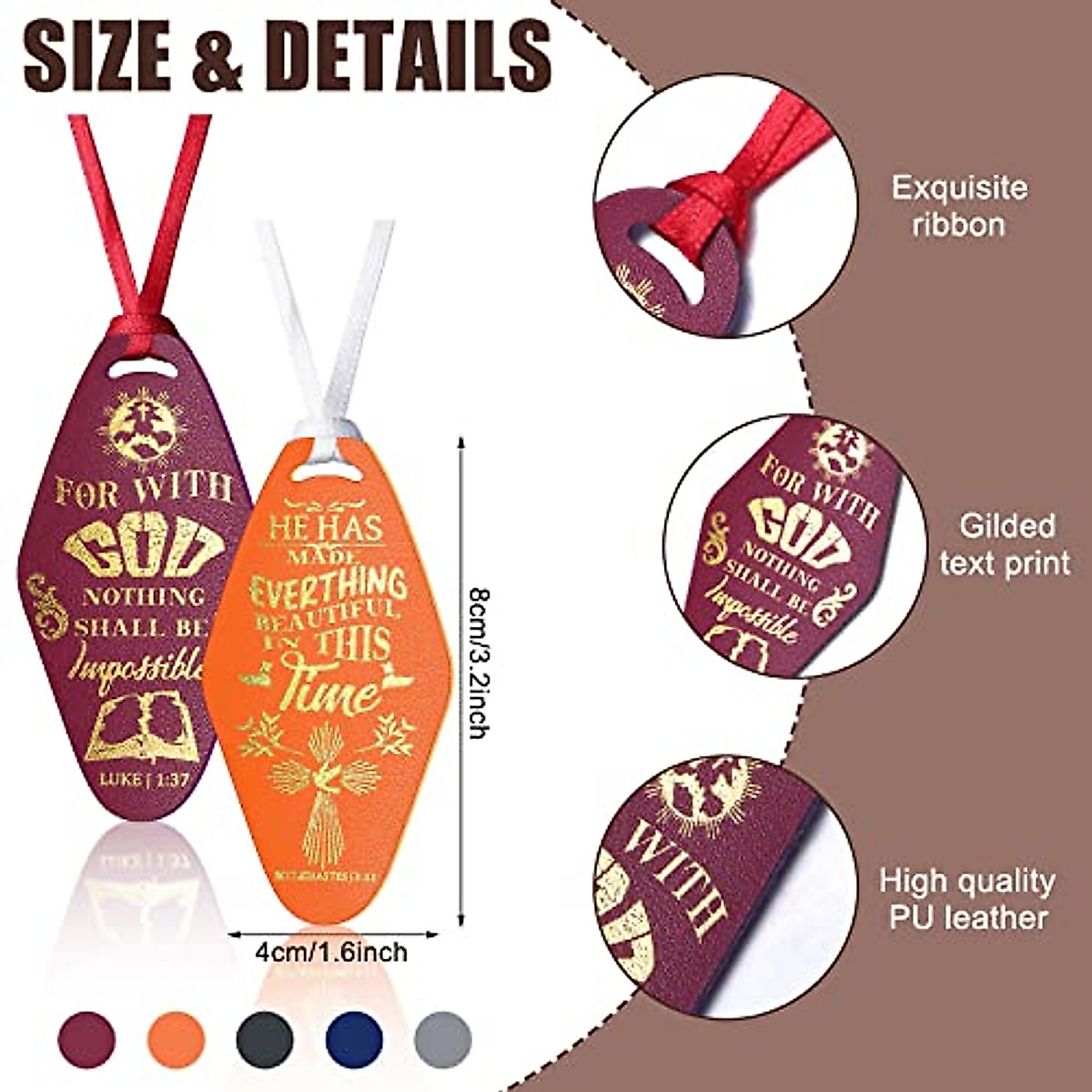 5 Pcs Leather Bookmark with Bible Verse Handmade Leather Page Bible Verse Inspirational Bookmark Motivational Christian Bookmarks Religious Bookmarks for Christmas Xmas Gifts, 1.6 x 3.2 Inch