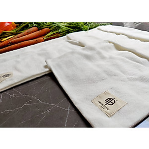 Organic Cotton Vegetable Crisper Bag - Variety Set of 3 - Simply Wet & Keep Your Veggies Fresher, Longer in Refrigerator!