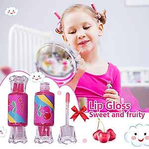 Mebtmel Cute Lip Gloss for Kids, 8PCS Glitter Girls Lip Gloss Set with Shape of Candy, Assorted Flavors Hydrating Lip Balm Party Favor Make-up for Girls and Teens Ages 8-12