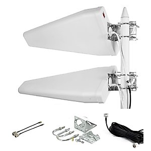4G LTE / 5G NR Dual MIMO Wideband Directional Antenna 600-6000 MHz, 10dBi LTE Fixed Mount Yagi Network Booster Complete Kit with 30 feet RG58 Cable, SMA Male to Female and TS9 Connectors