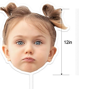 Big a Head on Stick Custom Cardboard Cutout Personalized Head Cutouts Fans Customized Face Photo Pictures Cut Out for Bachelorette Party Birthdays Graduatation 3PCS Different Head