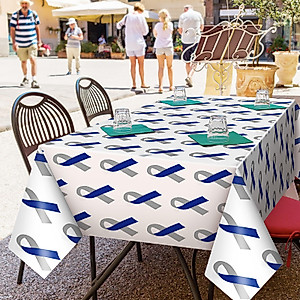Buryeah 3 Pcs Diabetes Awareness Tablecloth Type 1 Diabetes Accessories Blue and Gray Ribbon Rectangle Disposable Plastic Table Covers Diabetes Awareness Month Decoration for Home Community Events