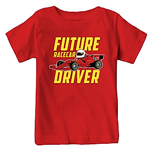 Italy - Future Race Car Driver Open Wheel Racing Kid's Fan T-Shirt (Red Shirt, 4T)