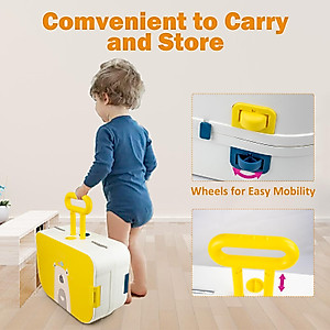 RedCrab Kids Foldable Building Block Table, Play Table and Building Blocks Toy, Children's Building Block Table with Storage, Toddler Multi Activity Play Table - Convertible into Luggage with Wheels