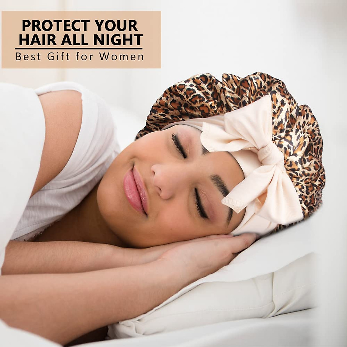 5pcs Satin Bonnets for Black Women, Large Bonnet with Tie Band, Jumbo Braids Bonnet, B