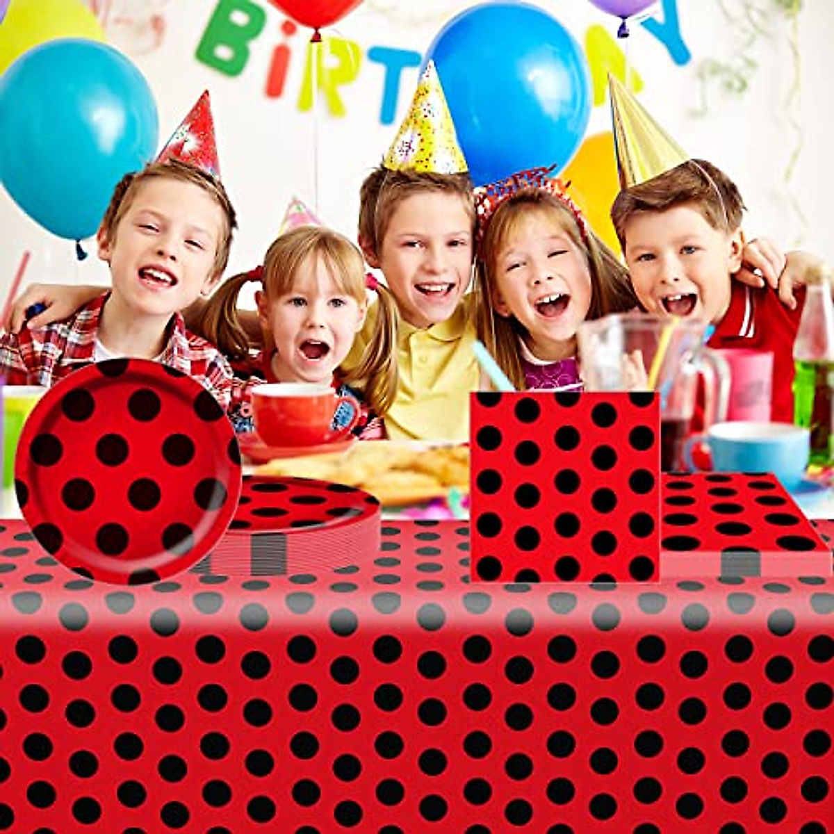 Ladybug Birthday Party Supplies,Ladybug Party Tableware Sets,Birthday Party Decorations for Girls