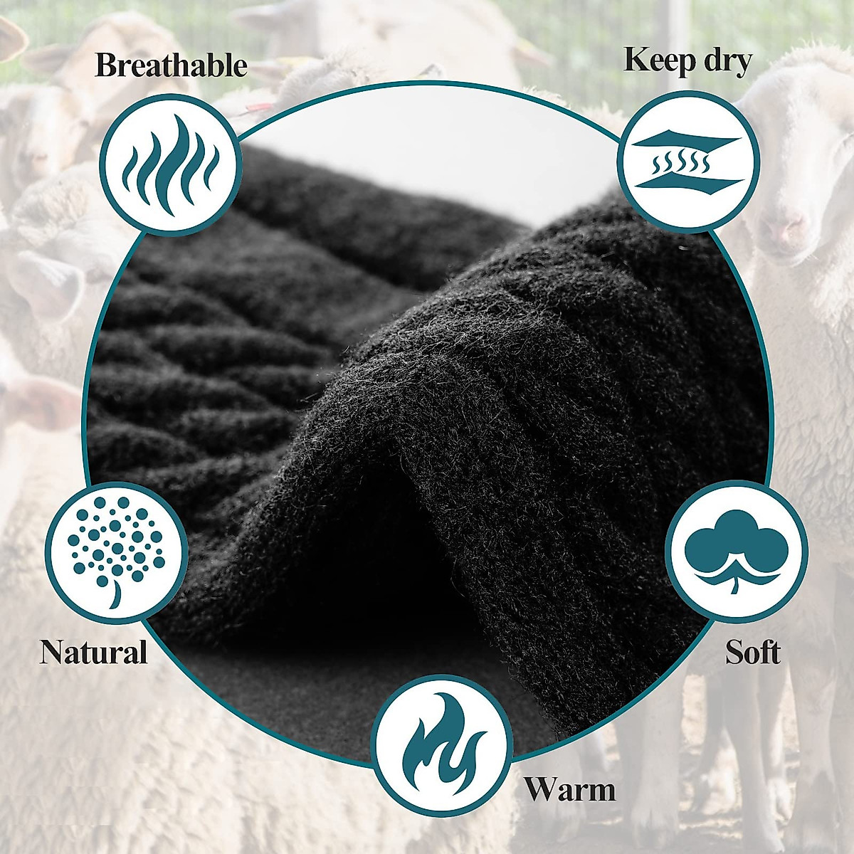 Wool Plus Size Thigh High Socks For Thick Thighs- Extra Long Womens Warm Cable Knit Over Knee Stockings Leg Warmers Black