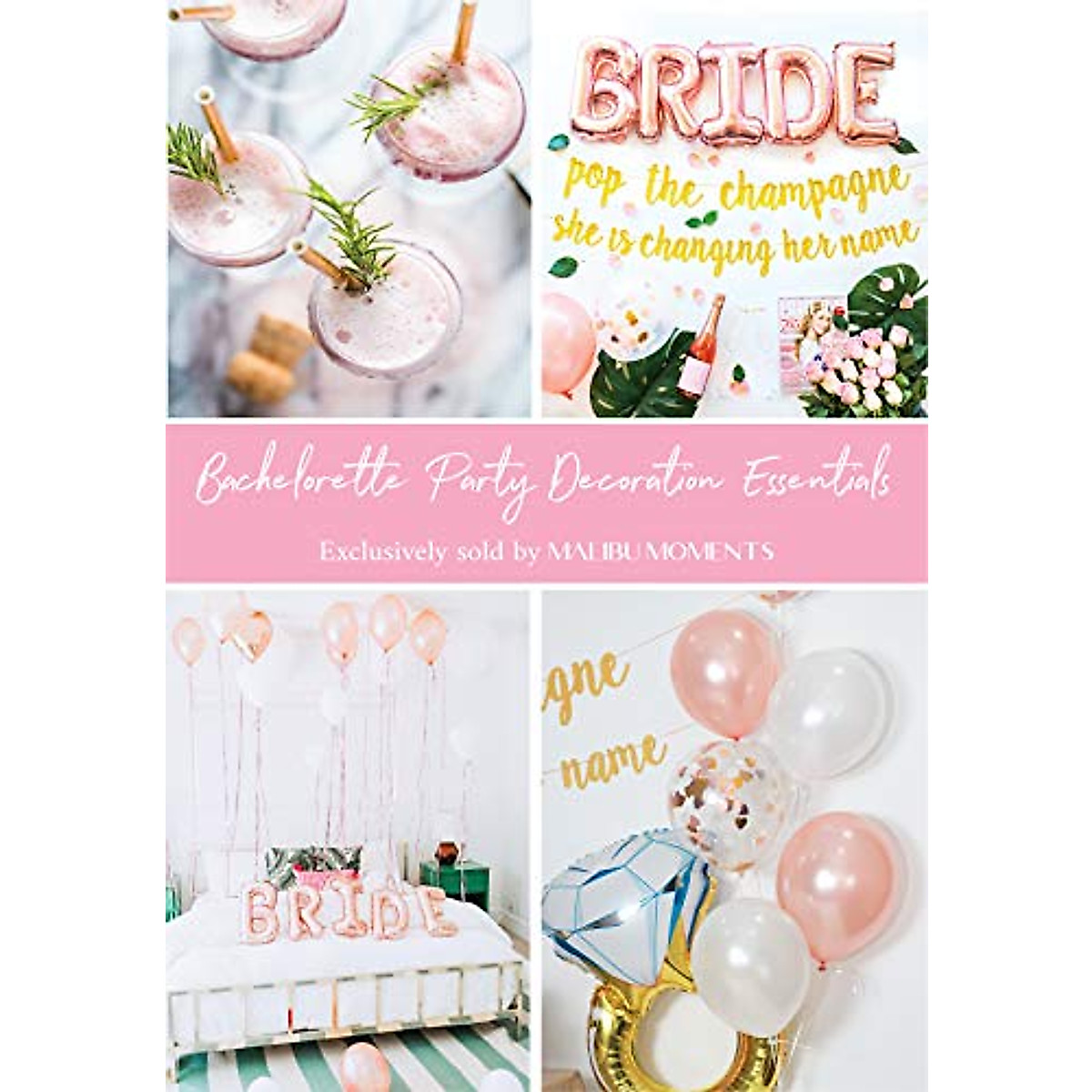 Bachelorette Party Decorations Kit | Bridal Shower Supplies | Bride to Be Sash, Ring Foil, Rose Balloons, Glitter Banner | Pop The Champagne She is Changing Her Name (Gold)