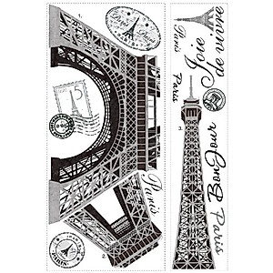 RoomMates RMK1576GM Paris Eiffel Tower Peel and Stick Wall Decal 55.75 inch x 32.5 inch