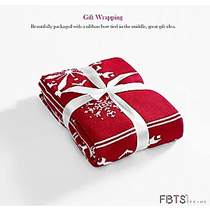 FBTS Prime Throw Blanket 50x60 Inch Red Bear Christmas Blanket Throws for Couch Soft