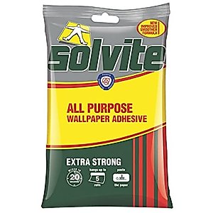 Solvite All-Purpose Wallpaper Adhesive, Reliable Adhesive for Wallpaper, All-Purpose Adhesive with Long-Lasting Results, Wallpaper Paste Hangs up to 5 Rolls (1x92 g Sachet)