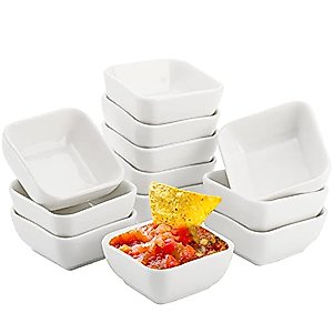 Lawei 12 Packs Ceramic Dip Bowls Set - 3 oz Condiments Server Dishes Mini Bowls Soy Sauce Dish for Sauce, Vinegar, Ketchup, BBQ and Party Dinner