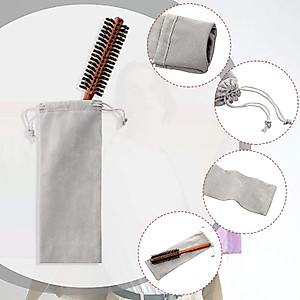 2 Pieces Small Round Hair Brush Mini Bristle Beard Brush for Men Women with 2 Piece Drawstring Bags for Thin or Short Hair