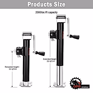 OPENROAD 2000lbs Swivel Trailer Jack (2 Pack),10 Inch Vertical Travel Weld-On Pipe-Mount Trailer Jack with A3 Steel Jack Footplate Sidewind Handle & Pull Pin,for Campers RVs Boats Utility Trailers