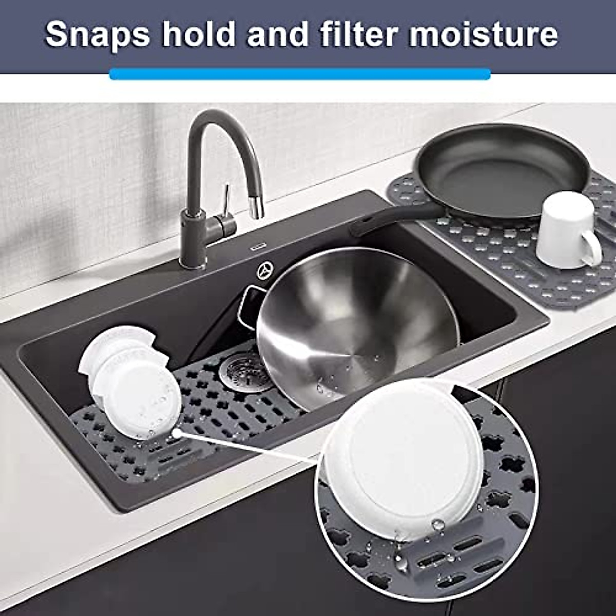 Shearable Silicone Sink Mats Protectors for Kitchen Sink 28.2''x 14.2'' Kitchen Sink Mat Grid for Bottom of Farmhouse Stainless Steel Porcelain Sink No-Slip Heat-Resistant Kitchen Sink Grid Accessory