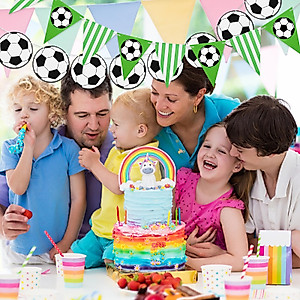 4 Pieces Soccer Banner Decoration Soccer Theme Party Supplies, 3m Football Flags Bunting Banners Soccer Ball Garlands for Soccer Fans Wekcome World Cup 2022