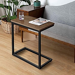 AZL1 Life Concept C Sofa Side, End Snack Wood Finish and Metal Frame, Couch Tables That Slide Under for Living Room and Small Spaces-Easy Assembly,Rustic Brown