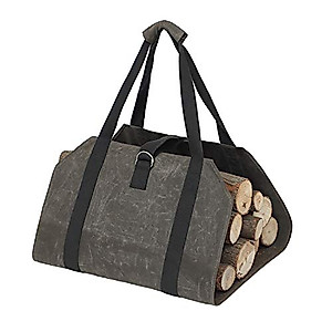Elezay Log Carrier Waxed Canvas Bag Wood Holders Fireplace Stove Accessories