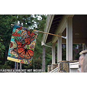 Toland Home Garden 1010777 Monarch Madness Butterfly Flag 28x40 Inch Double Sided Butterfly Garden Flag for Outdoor House Spring Flag Yard Decoration