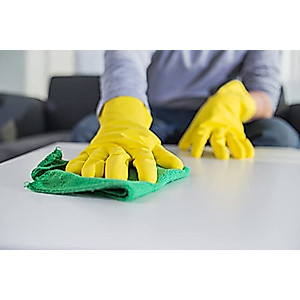 SteadMax 3 Pack Yellow Cleaning Dish Gloves, Professional Natural Rubber Latex Dishwashing Gloves, Reusable Kitchen Dishwasher Gloves Medium Size (3 Pairs) (Pack of 1)
