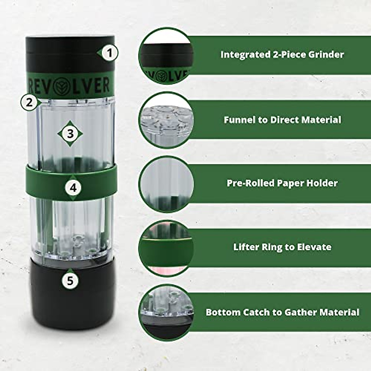 THE REVOLVER 3 in 1 Portable Herb Grinder with Storage, Lightweight and Easy to Carry Travel Herb Grinder, a Gift for your Loved Ones
