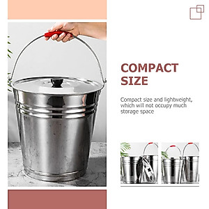 GANAZONO Metal Ash Bucket Ash Bucket with Lid Galvanized Iron Ash Bucket Coal Storage Bucket BBQ Charcoal Holder for Fire Pit, Wood Burning Stove Galvanized Bucket