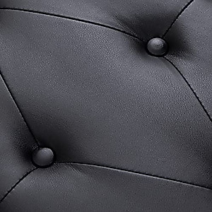 Furnimart Faux Leather Bench Ottoman, Tufted Button Bedroom Benches Footrest in Solid Metal Legs, Long and Dining Bench, Indoor Bench for Entryway Living Room Bedroom (Leather-Black)