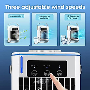 Aire Acondicionado Portatil Para Cuarto - 4 in 1 Desk Spray Fan - Ac Unit Portable 3-speed, 3 Mist Modes - Personal Air Conditioner for Personal Use
