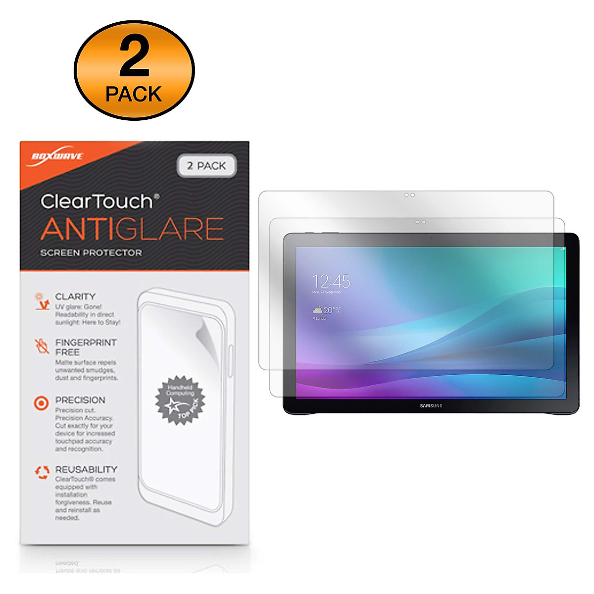 BoxWave Screen Protector Compatible with Samsung Galaxy View 18.4 (SM-T677) - ClearTouch Anti-Glare (2-Pack), Anti-Fingerprint Matte Film Skin
