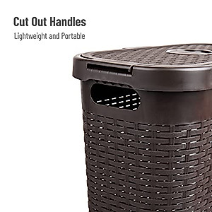 Mind Reader 40 Liter Slim Laundry Basket, Laundry Hamper with Cutout Handles, Washing Bin, Dirty Clothes Storage, Bathroom, Bedroom, Closet, Brown