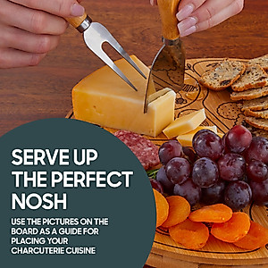 Hammer + Axe Charcuterie Board Set - Rotating Serving Cheese Board with Utensil Tools & Easy-Place Labels - Bamboo Charcuterie Boards Gift Set - Compact & Space-Saving Cheese Platter Tray & Knife Set