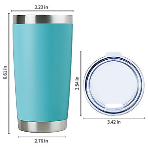 DOMICARE 20oz Stainless Steel Tumbler Bulk with Lid, Double Wall Vacuum Insulated Travel Mug, Powder Coated Coffee Cup, Light Blue, 1 Pack