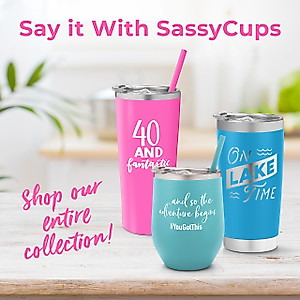 and So The Adventure Begins - Personalized Insulated Wine Tumbler with Lid – Stainless Steel Insulated Travel Mug with Straw – Graduation, Promotion, Going Away, Job Change, Teacher - Adventure Awaits