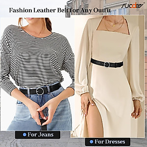 SUOSDEY Women Leather Belt with O-Ring Buckle,Fashion Soft Ladies Waist Belt for Jeans Dresses,1.3" Width