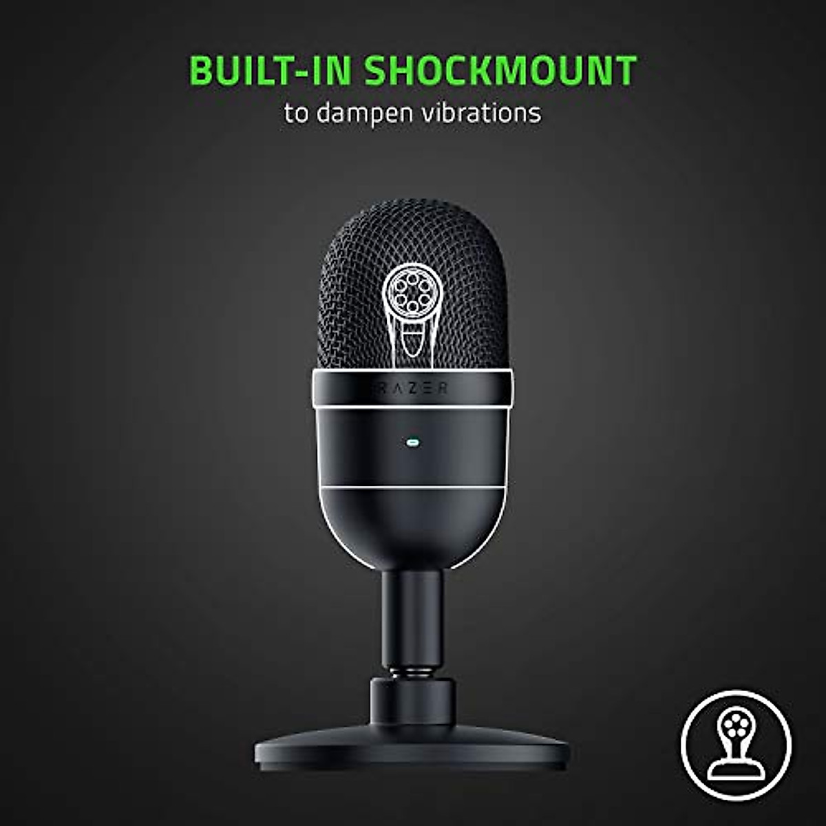 Razer Seiren Mini USB Condenser Microphone: for Streaming and Gaming on PC - Professional Recording Quality - Precise Supercardioid Pickup Pattern - Tilting Stand - Shock Resistant - Classic Black