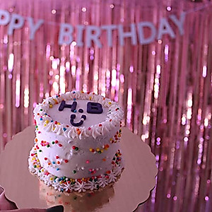 CHRORINE 2pcs 3ft x 8.3ft Pink Tinsel Foil Fringe Curtains Streamers Backdrop for Pink Party Birthday Wedding Bachelorette Baby Shower Bridal Shower Decorations