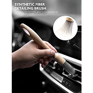 Fantasticlean Car Detailing Brush Set, 3 Pack Natural Boars Hair Detailing Brush Set, Clean Interior or Exterior, Wheels, Tires, Engine Bay, Leather Seats, Car Detailing Kit, Detailing Brush