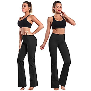 BUBBLELIME 29"/31"/33"/35"/37" 4 Styles Women's High Waist Bootcut Yoga Pants - Basic Nylon_Black M-29 Inseam